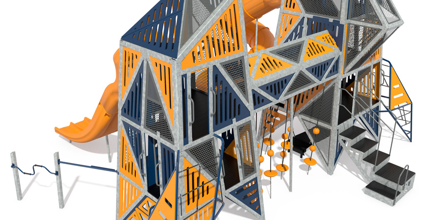 Alpha Link® Towers TT - Two Towers with Elevated Crawl Tunnel and Slides
