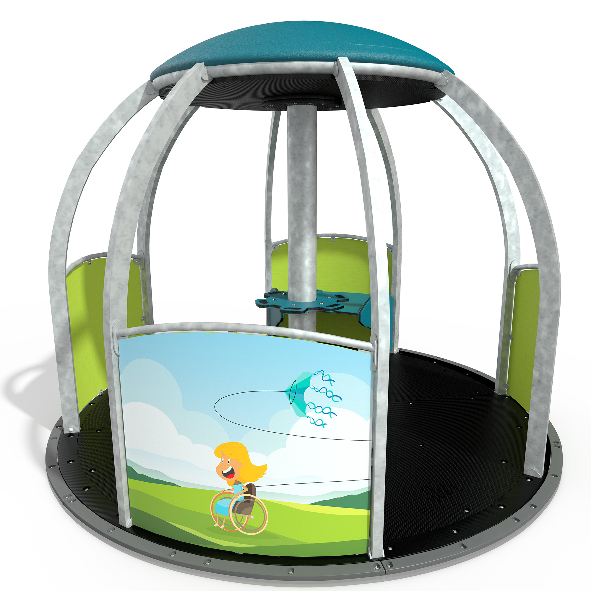 We-Go-Round® Merry Go Round Playground Spinner with Perforated Panels