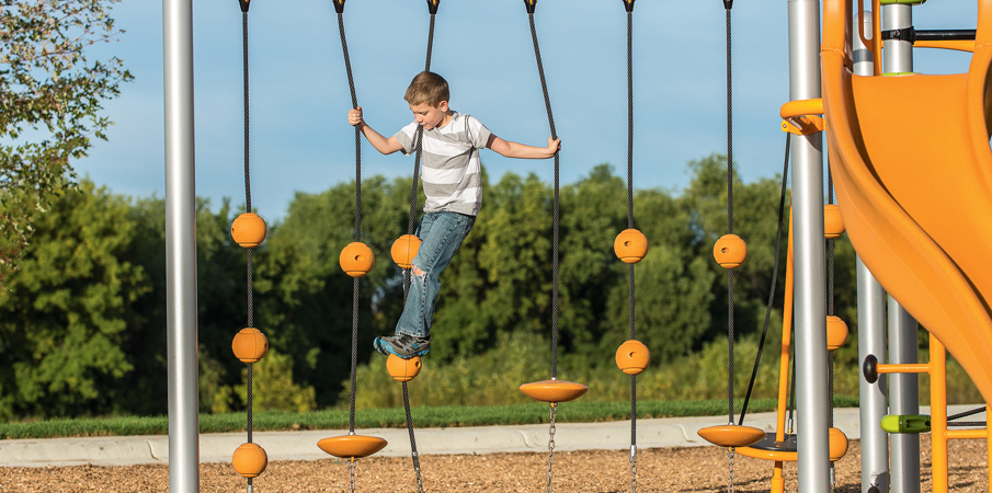 SwiggleKnots Bridge - New, Challenging Playground Rope Bridge