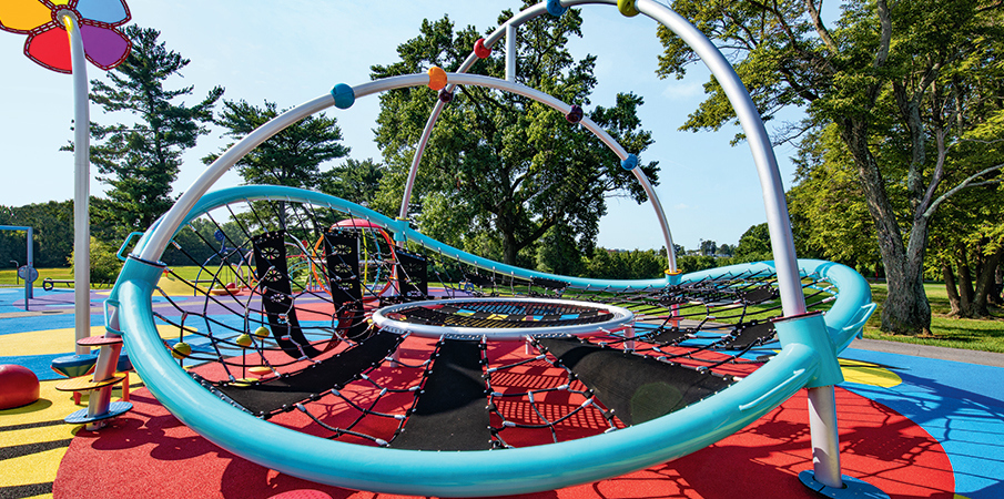 Kentland Community Center Playground - Colorful Net Climber Fun!