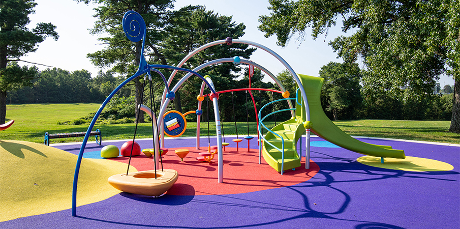 Kentland Community Center Playground - Colorful Net Climber Fun!