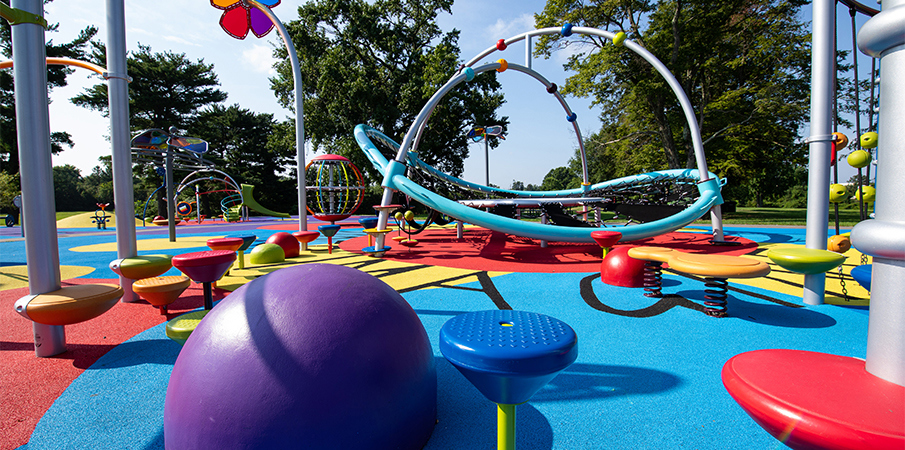 Kentland Community Center Playground - Colorful Net Climber Fun!