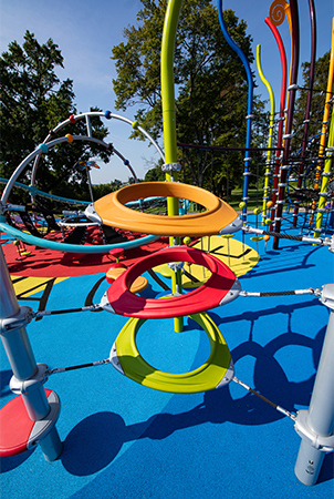 Kentland Community Center Playground - Colorful Net Climber Fun!