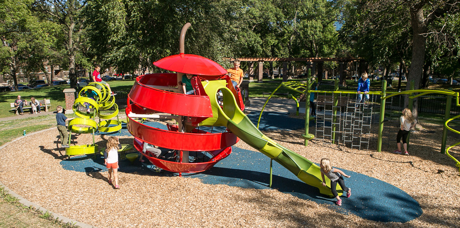 Stevens Square Park - Apple and Worm-themed Playground